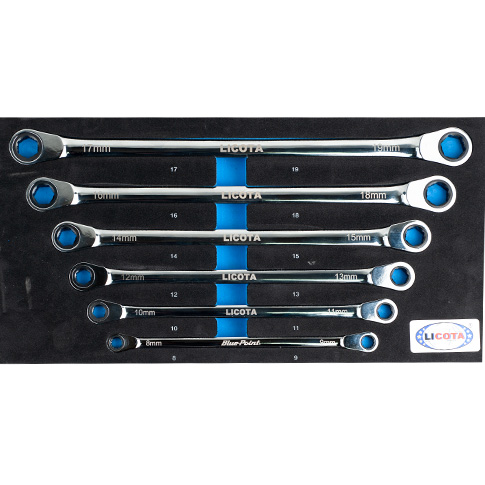 ARW-DB03A - 6PCS EXTRA LONG ONE-WAY DOUBLE RING END RATCHET WRENCH SET ...